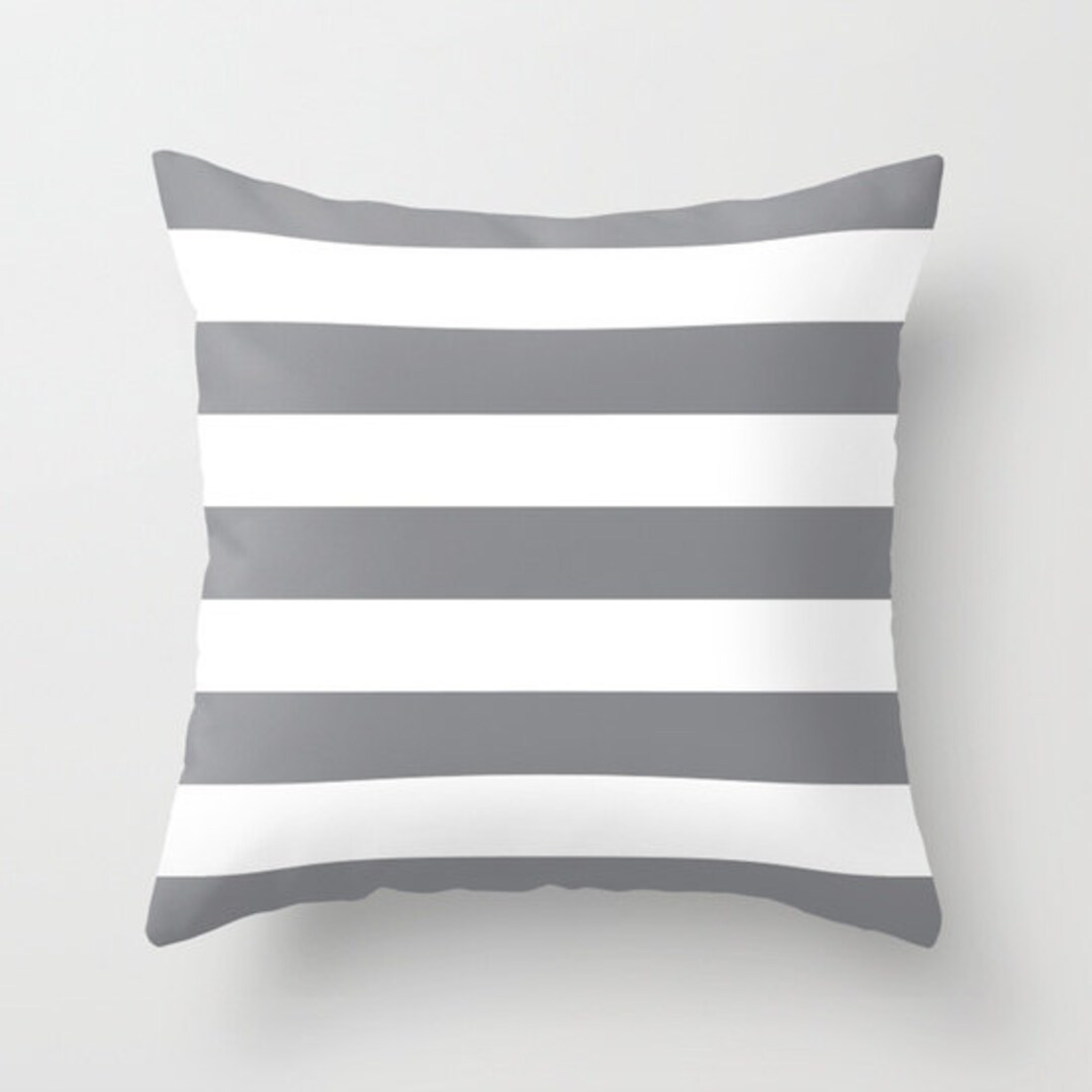 Stripes Pillow - Striped Pillow - Gray and White Stripes Pillow ...