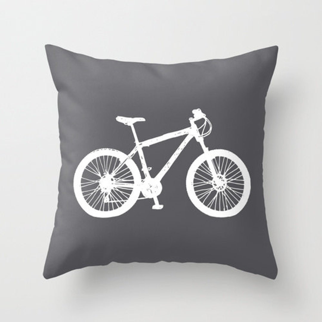 Mountain Bike Pillow - Graphic Novelty Throw Pillow - Sports Bicycle ...