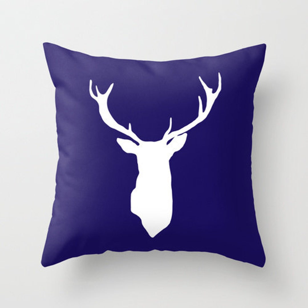 Deer Antlers Pillow With Insert - Navy Blue Deer Pillow With Insert ...