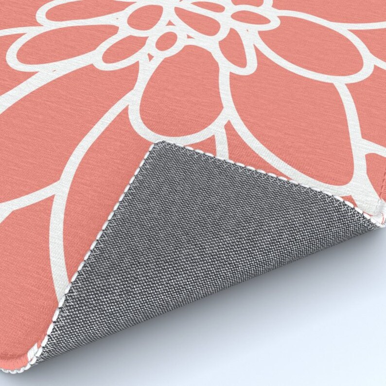 Modern Dahlia Flower Area Rug Coral and White Flower Rug - Etsy Canada