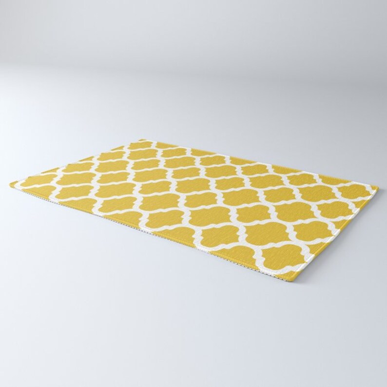 Moroccan Pattern Area Rug Mustard Yellow and White Modern | Etsy