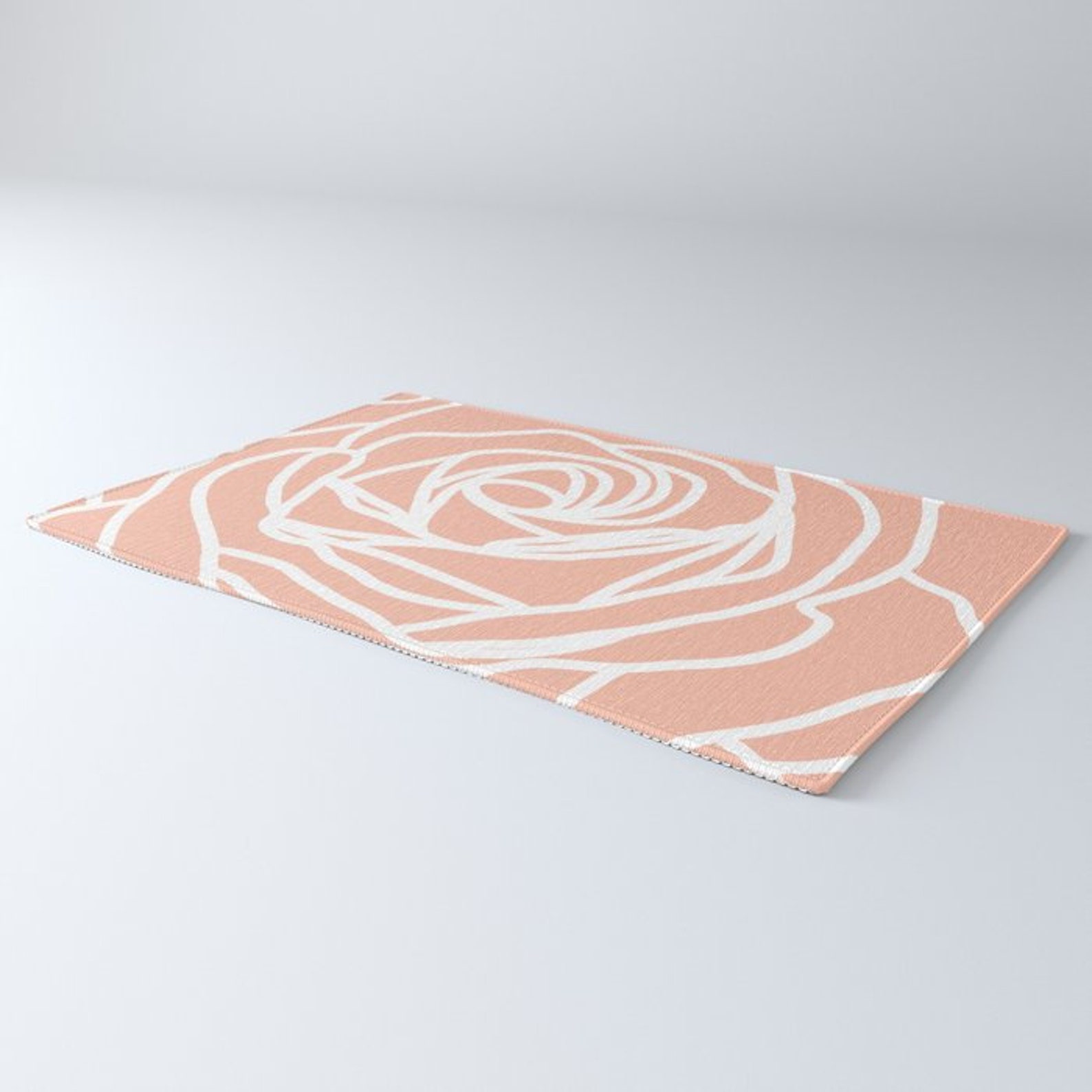 Rose Area Rug Modern Flower Rug Peach and White Pastel | Etsy