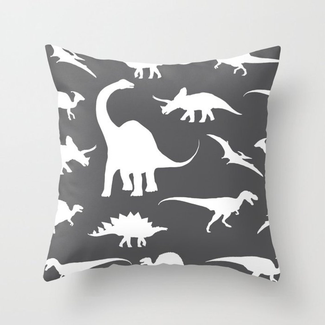 Dinosaurs Throw Pillow Dinosaurs Decor Grey Dinosaur Pillow - Etsy