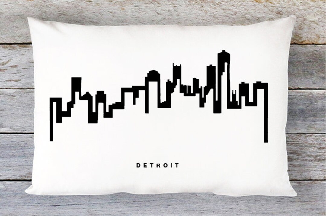Detroit Skyline Pillow - Detroit Skyline Throw Pillow - Modern Black ...