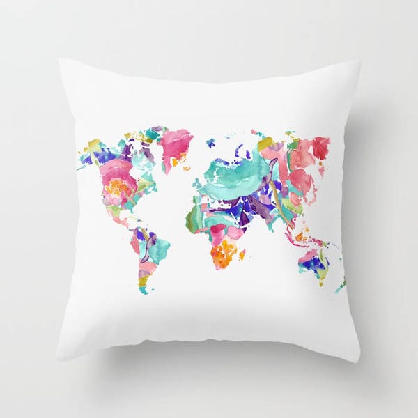 World Map Pillow - Etsy