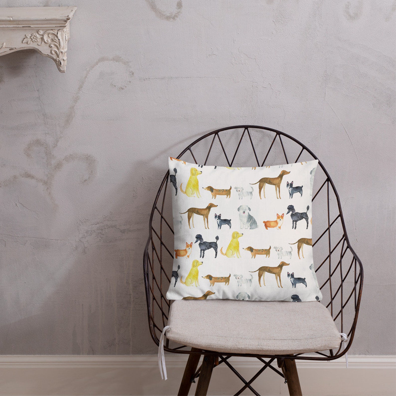 Dogs Pillow, Dog Print Throw Pillow, Pillow With Dog Breeds - Etsy