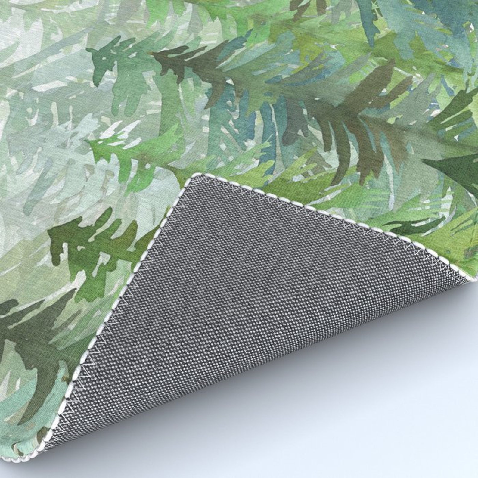 Green Trees Area Rug, Pine Trees Green and White Area Rug, Modern Area ...