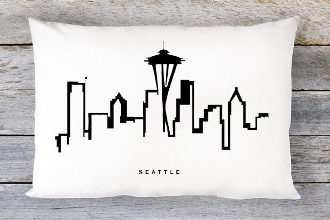 Seattle Skyline Pillow - Seattle Cityscape Throw Pillow - Seattle ...