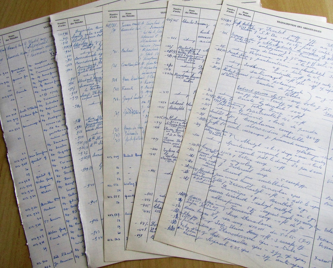 Large Ledger Pages, Vintage Handwritten Pages, Set of 5 Huge Ledger ...