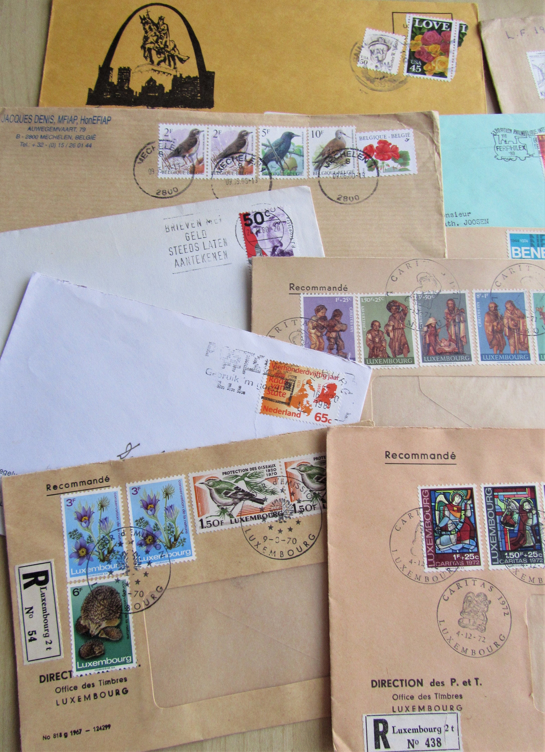 Vintage Used Envelopes From All Over the World, Set of 10 Old Envelopes ...