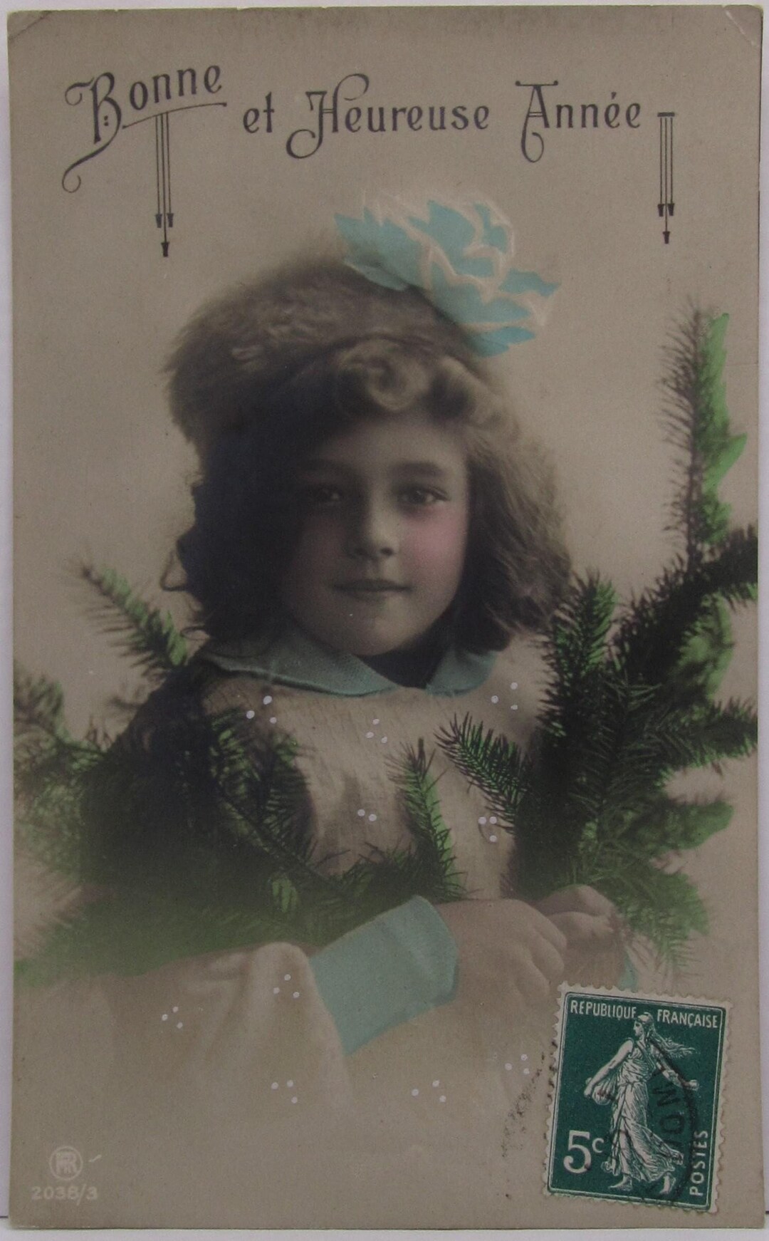 Antique Postcard of the Lovely Grete Reinwald Holding Holly Branches, Old Postcard, Vintage ...
