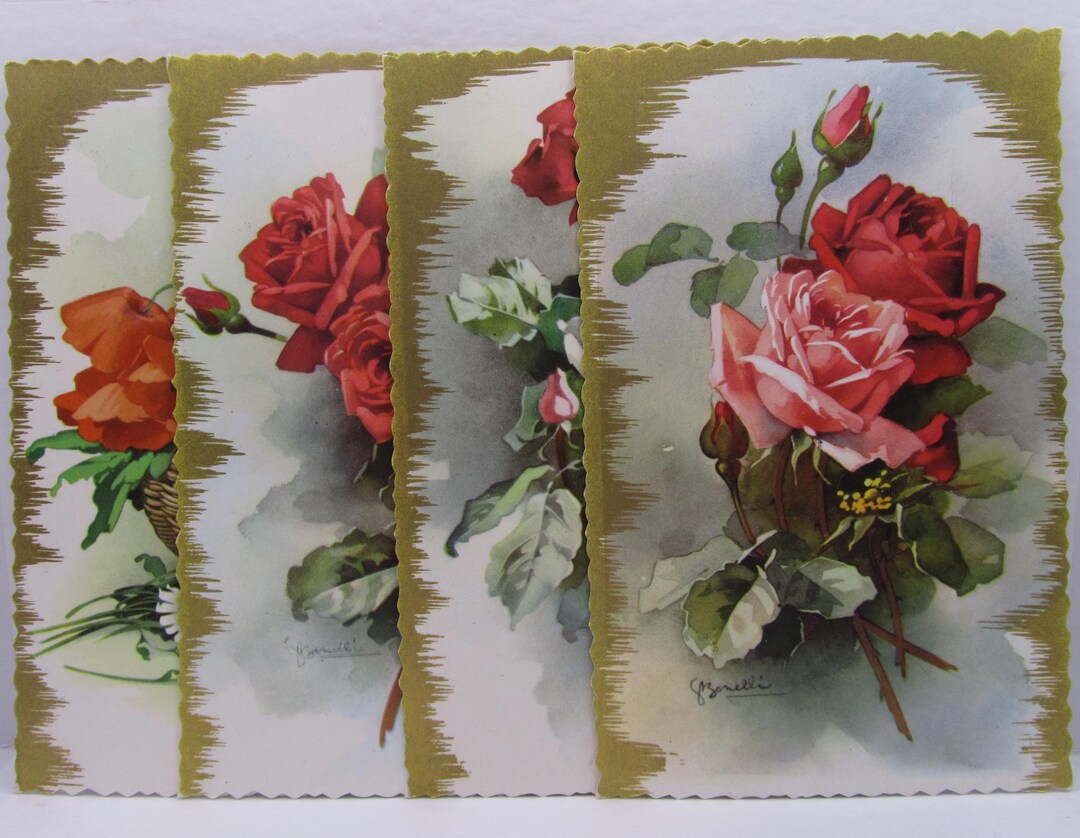 Set of 4 Original Vintage Postcards slightly Thinner Cards With ...