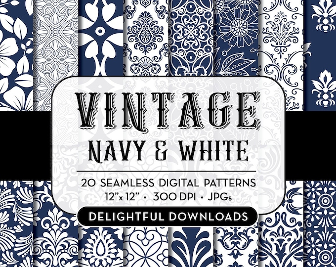 Vintage Black and White Digital Paper Set, Seamless Textures, Vintage ...