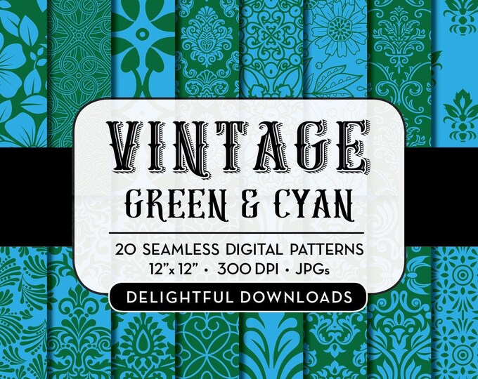 Vintage Black and White Digital Paper Set, Seamless Textures, Vintage ...