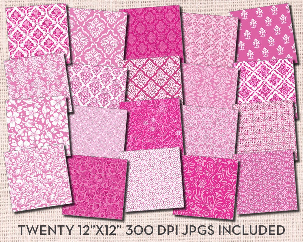 Pink Floral Digital Paper 20 VINTAGE Pinks With 20 - Etsy
