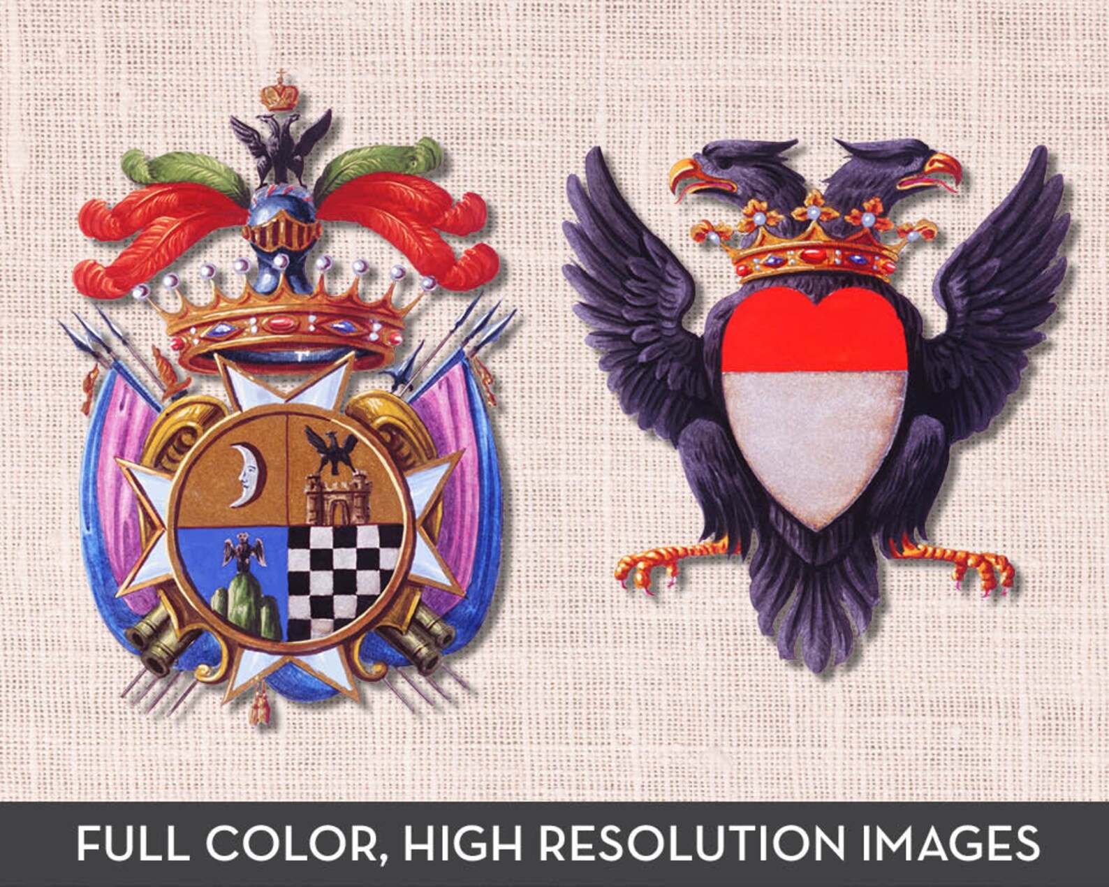 Heraldry Shields Emblems Clip Art VOL 3. Coat of Arms Clip Art. Knight ...