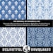 Blue Floral Digital Paper "20 VINTAGE Blues" With 20 Blue Floral Damask ...