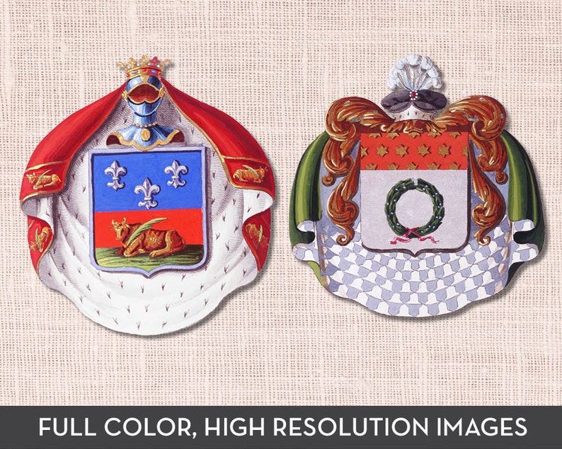 Heraldry Shields Emblems Clip Art VOL 2. Coat of Arms Clip Art. Knight ...