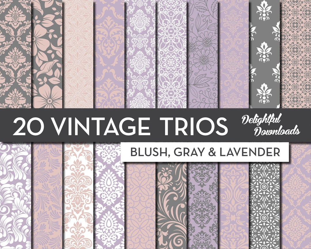 Blush Floral Digital Paper "20 VINTAGE Trios" With 20 Blush Gray ...