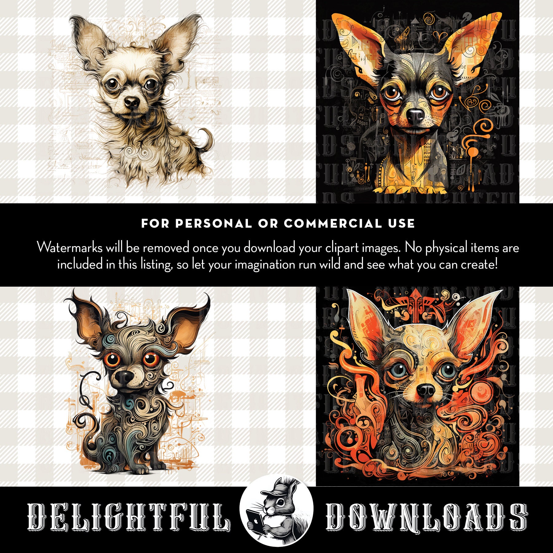 Chihuahua Clipart | Cute Dog Clipart | Digital Download | Chihuahua ...