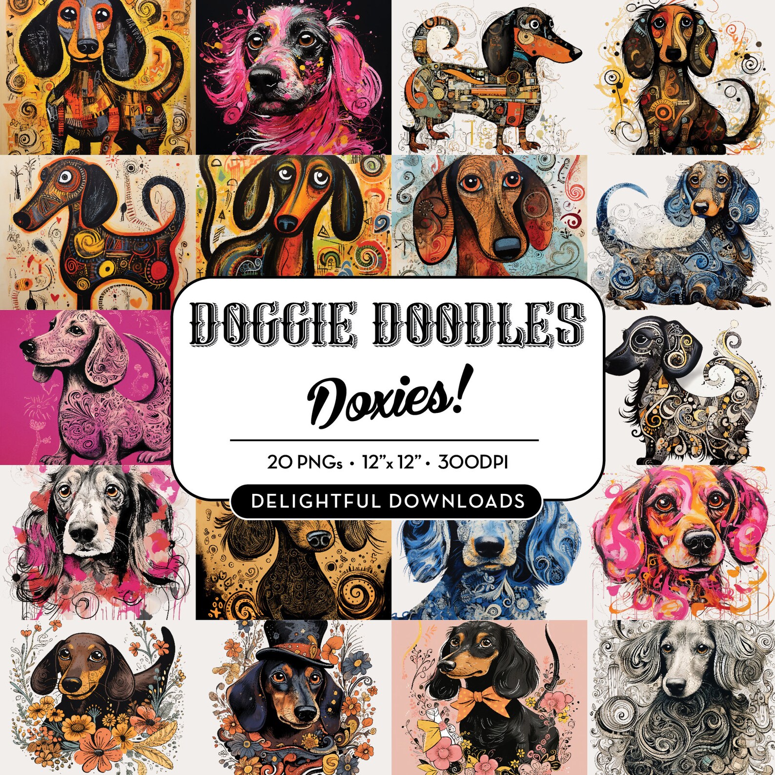 Dachshund Clipart | Cute Dog Clipart | Digital Download | Doxie Bundle ...