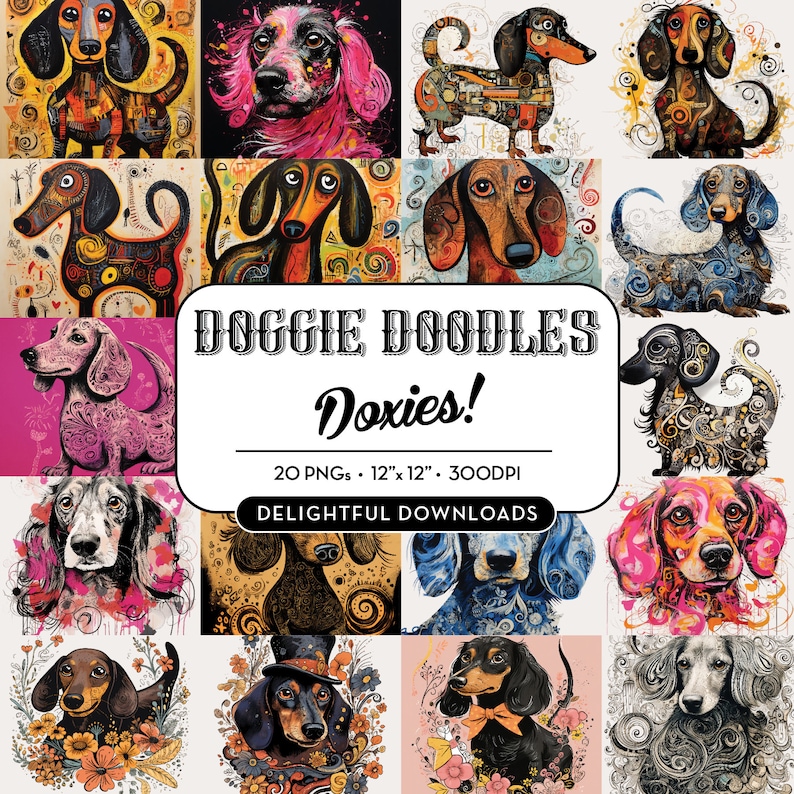 Dachshund Clipart | Cute Dog Clipart | Digital Download | Doxie Bundle ...