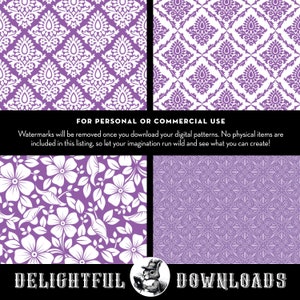 Purple Floral Digital Paper "20 VINTAGE Purples" With 20 Purple Floral ...