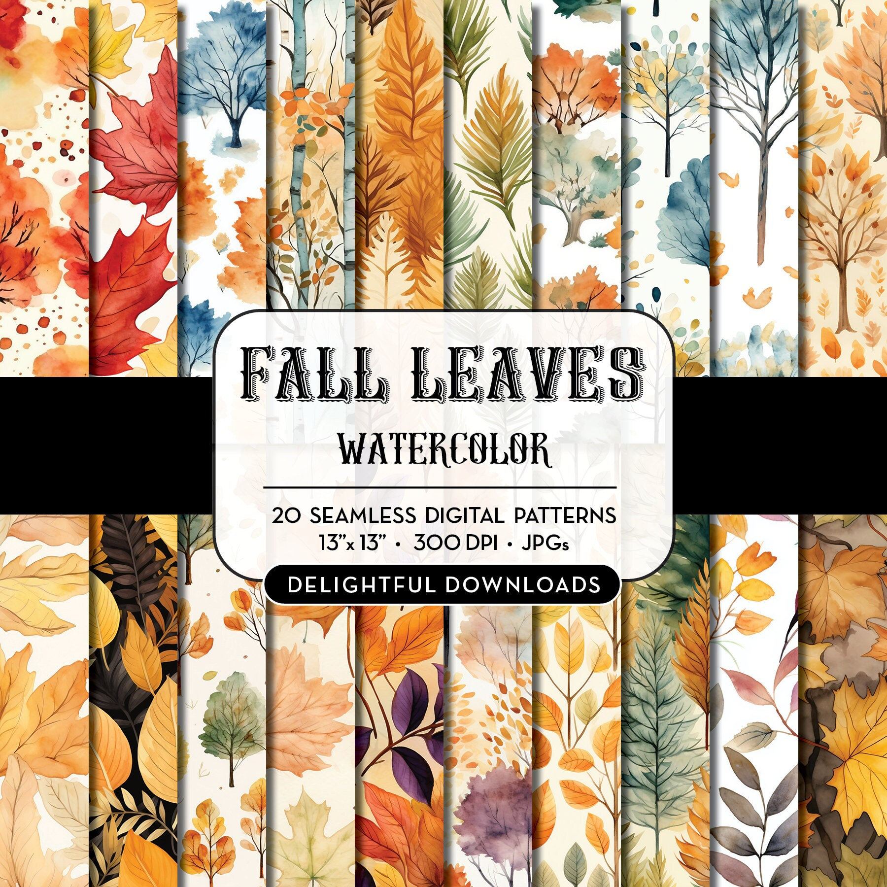 Watercolor Fall Leaves Clipart Autumn Leaves Digital Paper - Etsy