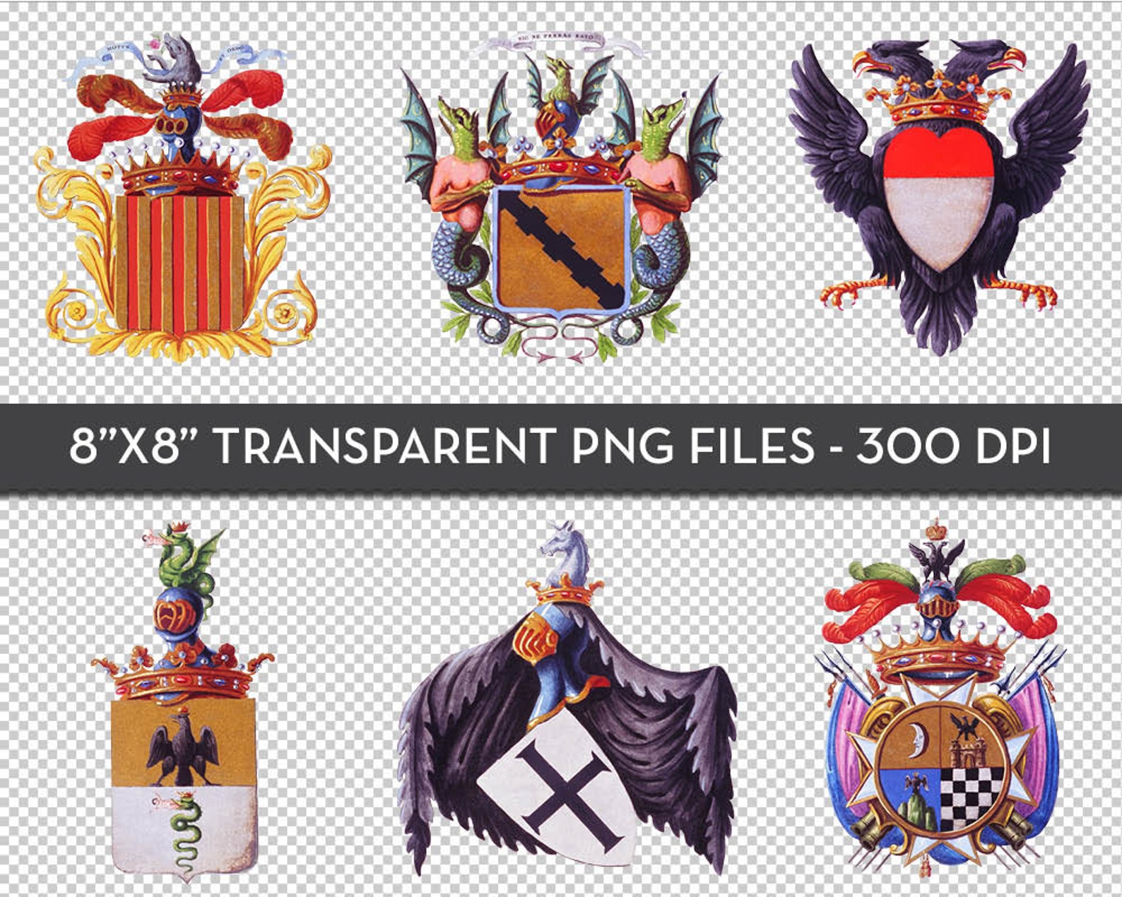 Heraldry Shields Emblems Clip Art VOL 3. Coat of Arms Clip Art. Knight ...