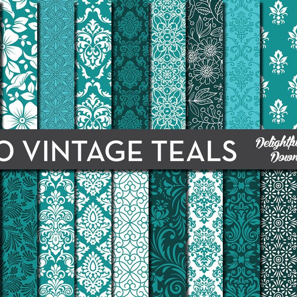 Teal Damask - Etsy