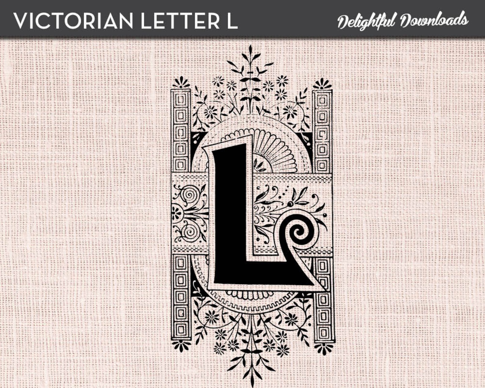 Letter L Victorian Engraved Alphabet Clip Art for Digital Collage or ...