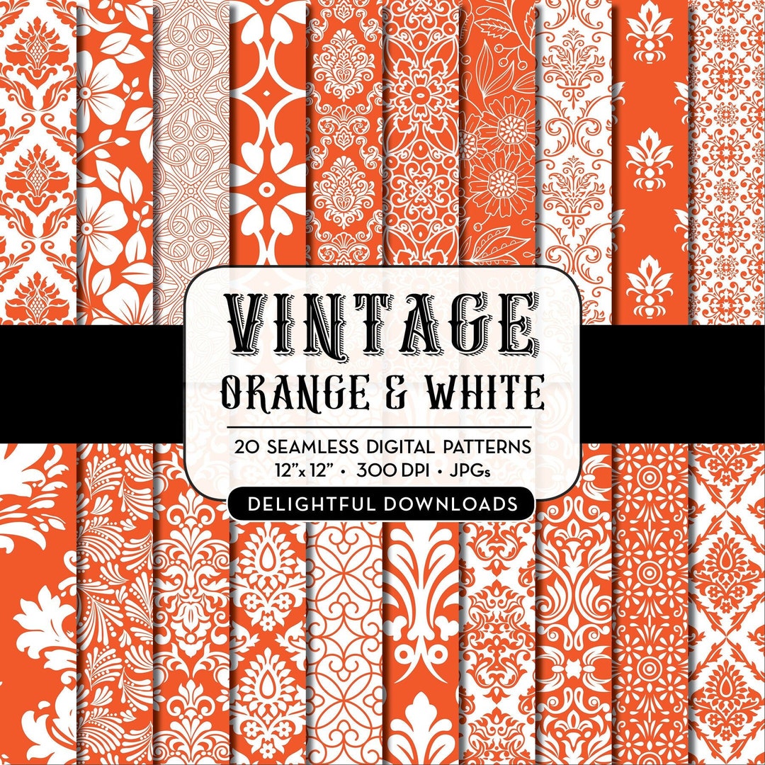 Orange Floral Digital Paper "20 VINTAGE Oranges" With 20 Orange Floral ...