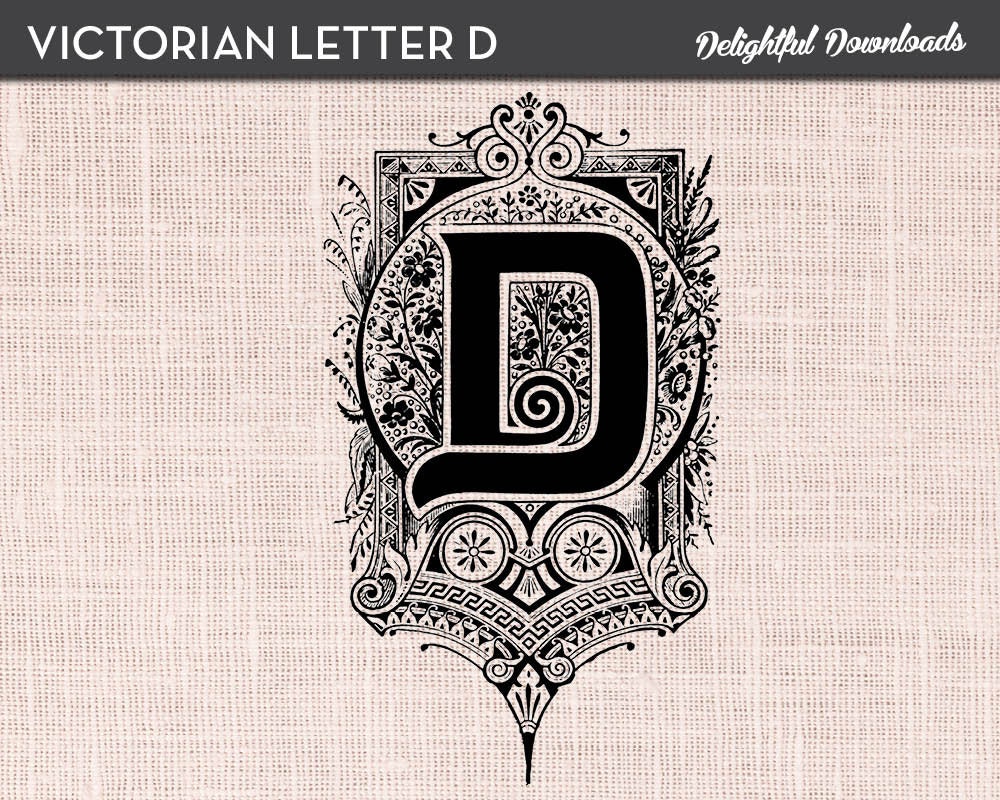 Letter D Victorian Engraved Alphabet Clip Art for Digital Collage or ...