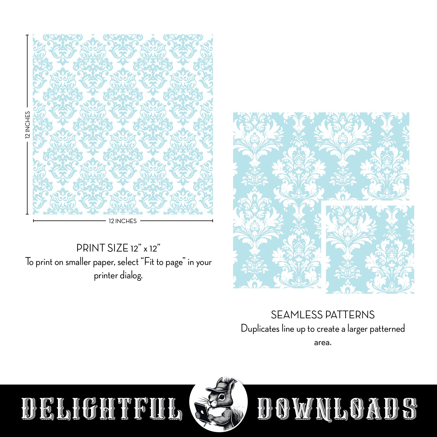 Robin's Egg Blue Floral Digital Paper, With 20 Seamless Pastel Teal ...