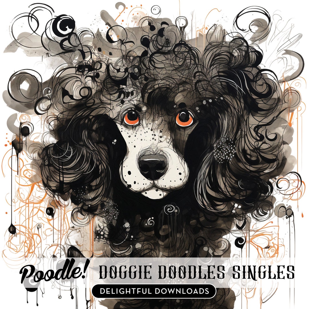 Single Poodle Clip Art Image, Doggie Doodle Drawing of a Poodle, Perfect for Crafts, Gifts ...
