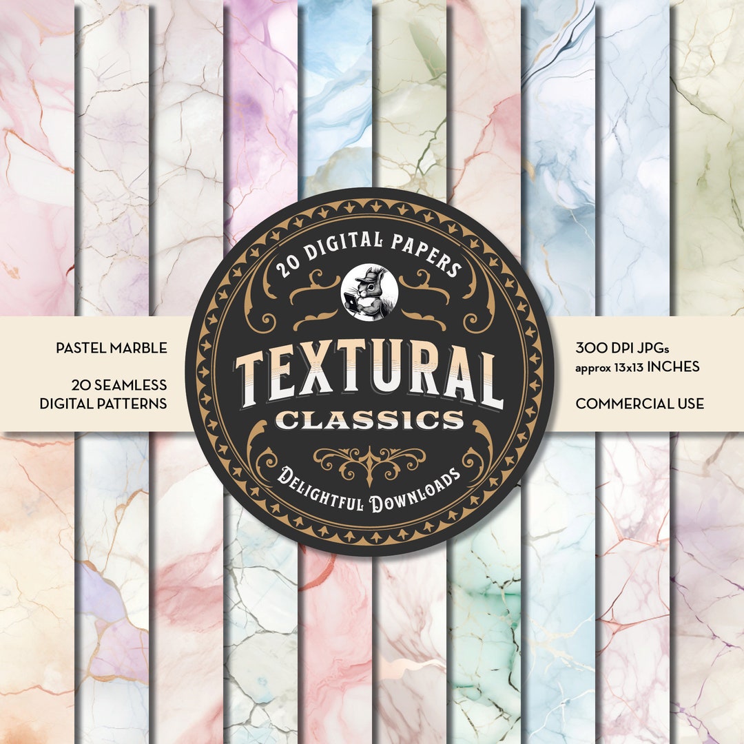 Pastel Marble Digital Paper Pack - 20 Seamless JPG Backgrounds for ...