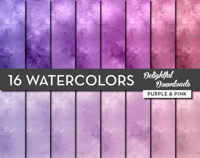 Pink, Purple, Yellow and Blue Digital Papers With Polka Dots, Stripes ...