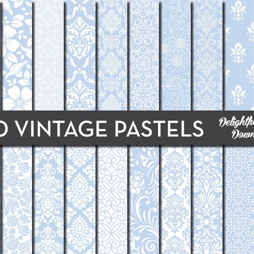Blue Floral Digital Paper: floral Papers Floral - Etsy