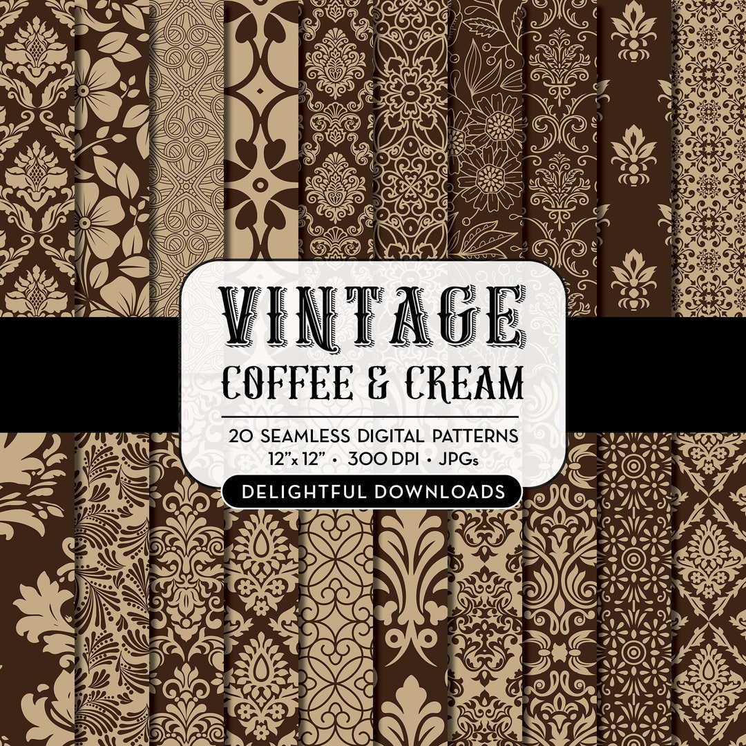 Brown and Beige Floral Digital Paper, 20 Brown Floral Damask Digital ...