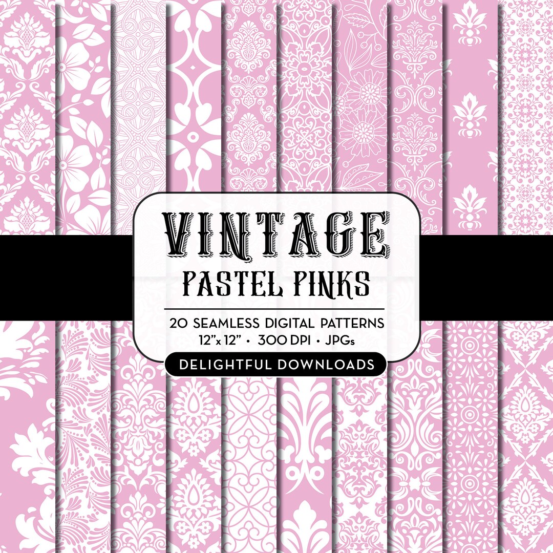 Pink Floral Digital Paper, 20 Seamless Pink Floral Damask Digital ...