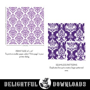 Purple Floral Digital Paper "20 VINTAGE Purples" With 20 Purple Floral ...