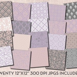 Blush Floral Digital Paper "20 VINTAGE Trios" With 20 Blush Gray ...