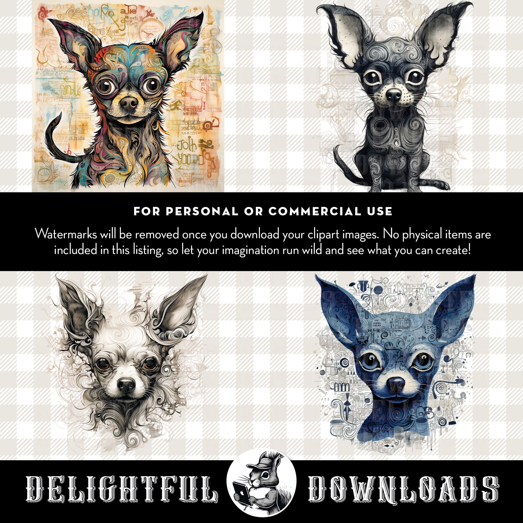 Chihuahua Clipart Cute Dog Clipart Digital Download Chihuahua Bundle ...