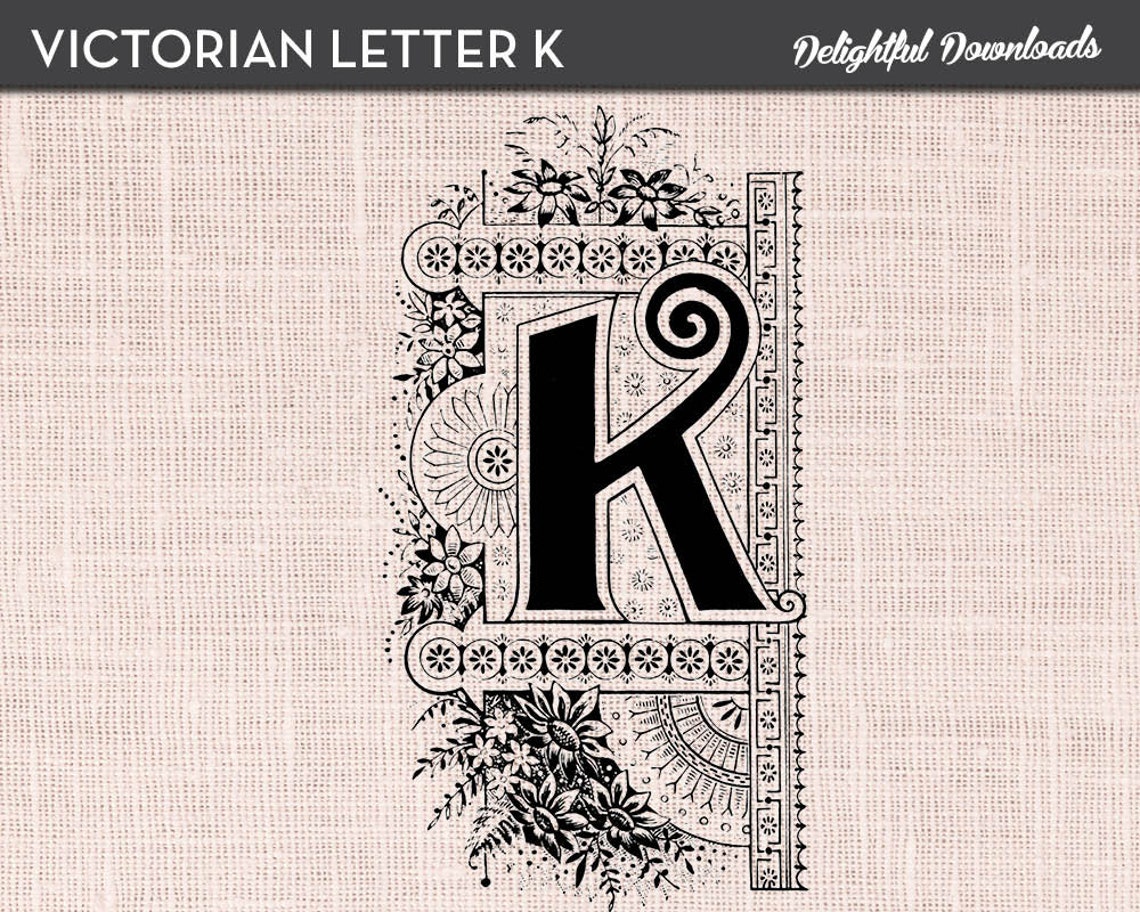 Letter K Victorian Engraved Alphabet Clip Art for Digital Collage or ...