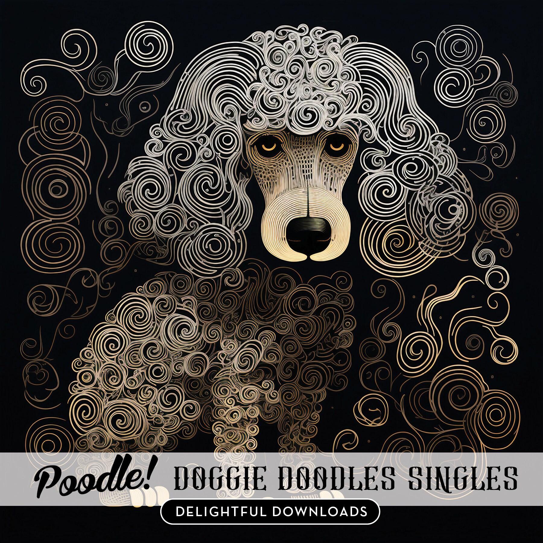 Single Poodle Clip Art Image, Doggie Doodle Drawing of a Poodle, Perfect for Crafts, Gifts ...