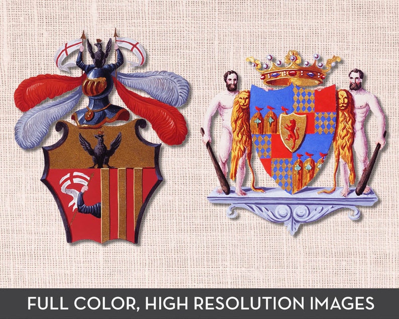 Heraldry Shields Emblems Clip Art VOL 1. Coat of Arms Clip Art. Knight ...