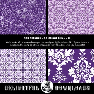Purple Floral Digital Paper "20 VINTAGE Purples" With 20 Purple Floral ...