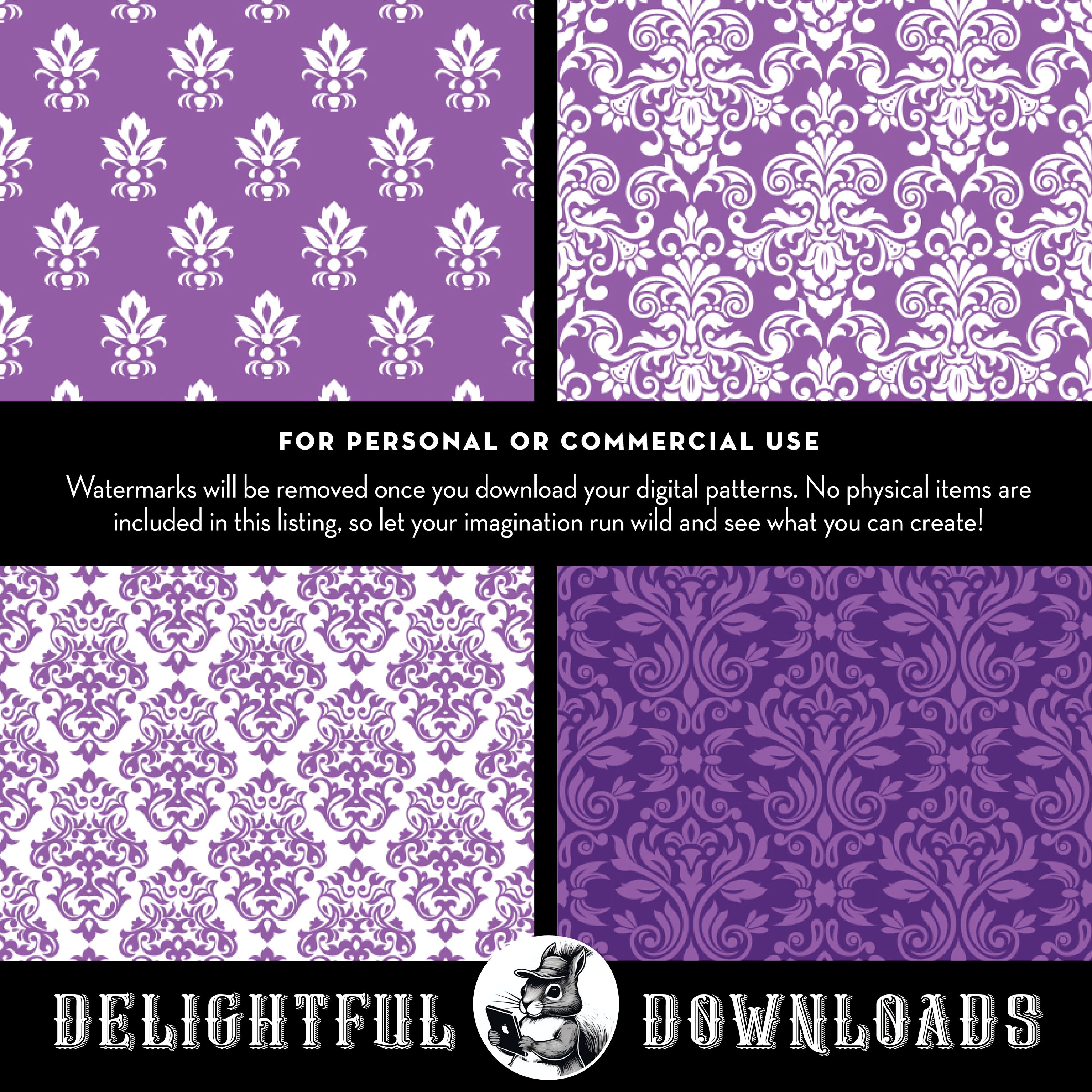 Purple Floral Digital Paper "20 VINTAGE Purples" With 20 Purple Floral ...