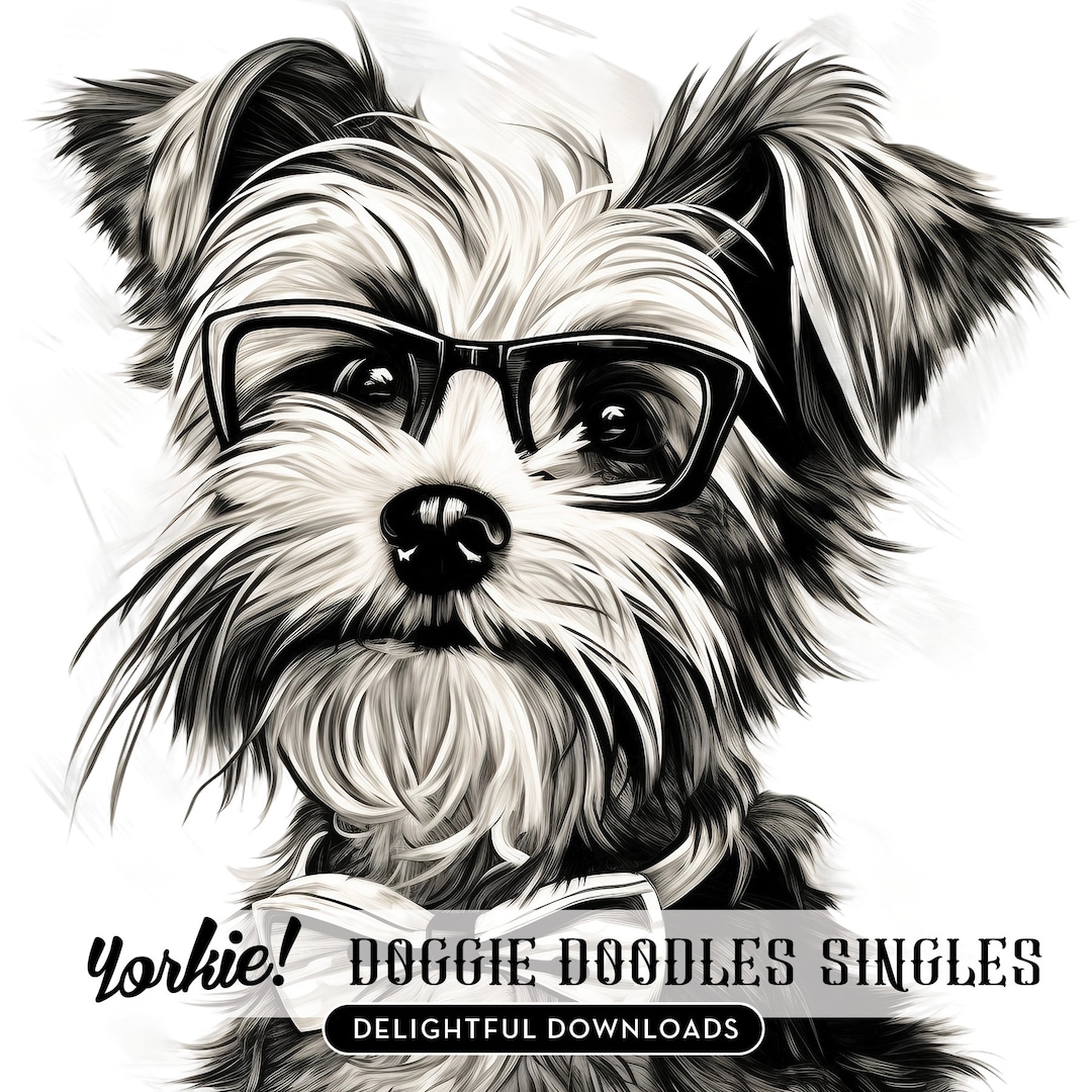 Single Yorkie Clip Art Image, Doggie Doodle Drawing of a Yorkshire ...