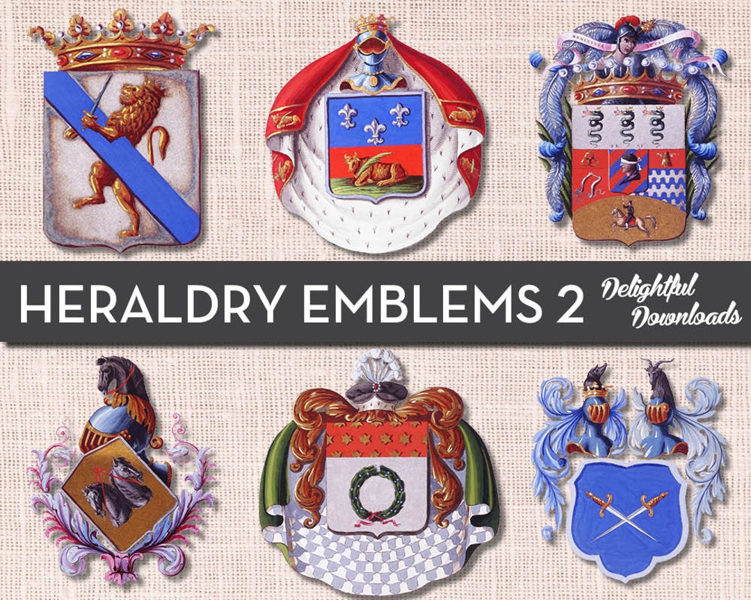 Heraldry Shields Emblems Clip Art VOL 2. Coat of Arms Clip Art. Knight ...